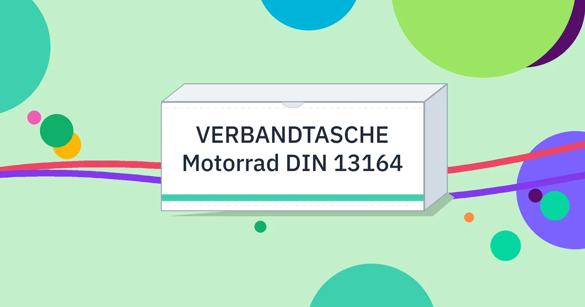 Symbolbild: Packung mit der Aufschrift VERBANDTASCHE Motorrad DIN 13164 (PZN 12492273) – Verfügbarkeit und Bezug in Apotheken in Frankfurt am Main