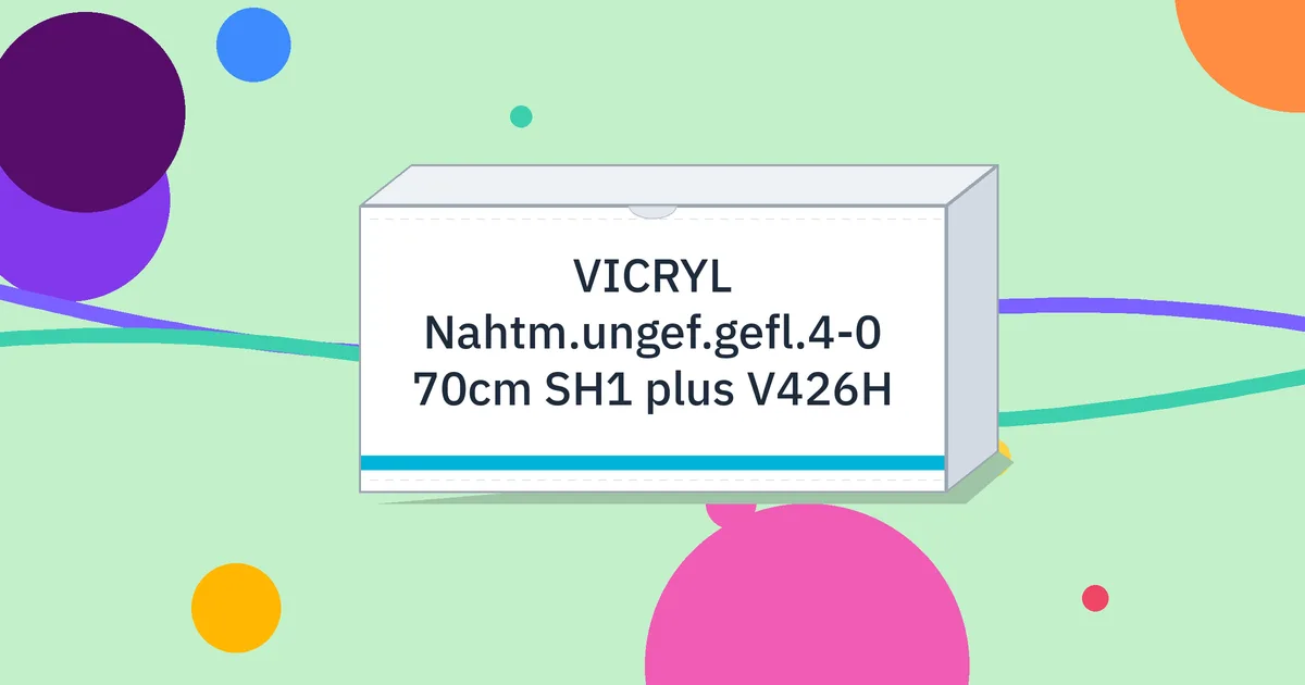 Symbolbild: Packung mit der Aufschrift VICRYL Nahtm.ungef.gefl.4-0 70cm SH1 plus V426H (PZN 16810155) – Verfügbarkeit und Bezug in Apotheken in Frankfurt am Main