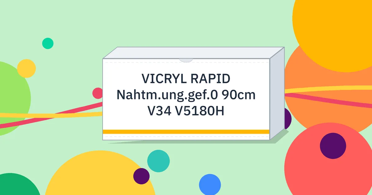 Symbolbild: Packung mit der Aufschrift VICRYL RAPID Nahtm.ung.gef.0 90cm V34 V5180H (PZN 16256776) – Verfügbarkeit und Bezug in Apotheken in Frankfurt am Main