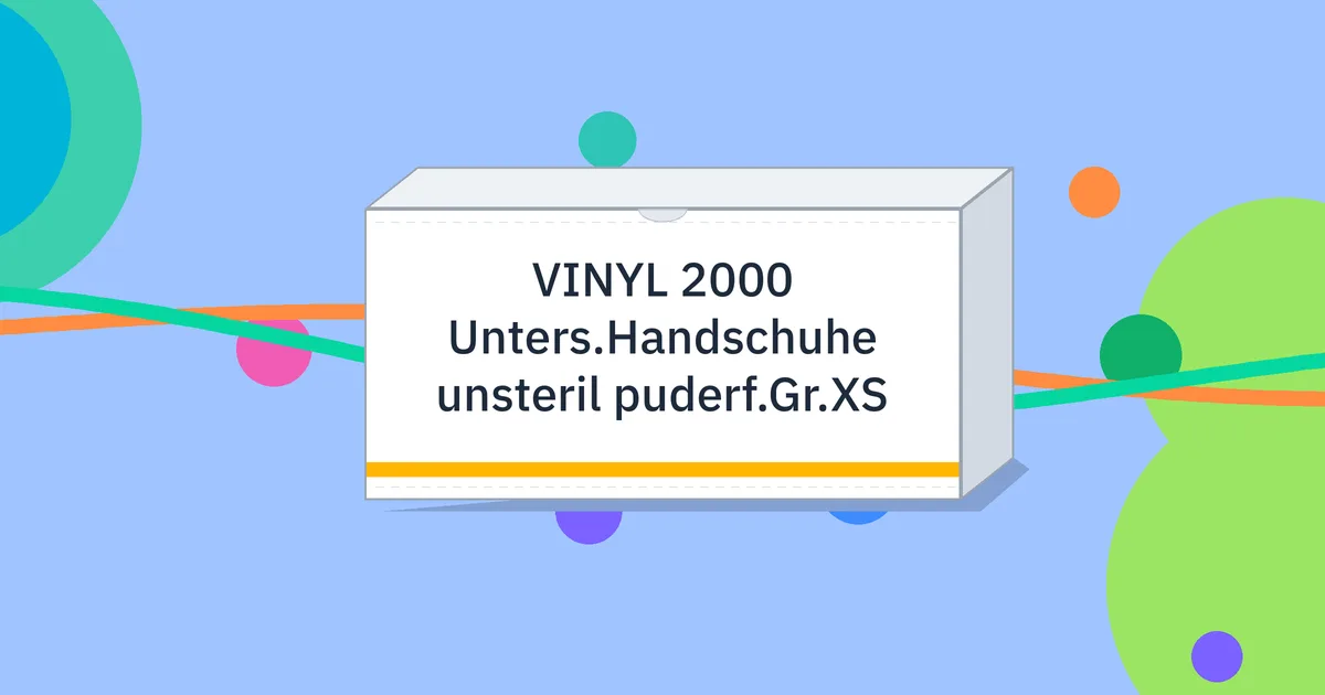 Symbolbild: Packung mit der Aufschrift VINYL 2000 Unters.Handschuhe unsteril puderf.Gr.XS (PZN 02243907) – Verfügbarkeit und Bezug in Apotheken in Frankfurt am Main