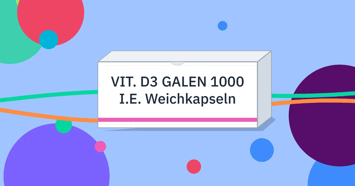Symbolbild: Packung mit der Aufschrift VIT. D3 GALEN 1000 I.E. Weichkapseln (PZN 18036599) – Verfügbarkeit und Bezug in Apotheken in Frankfurt am Main