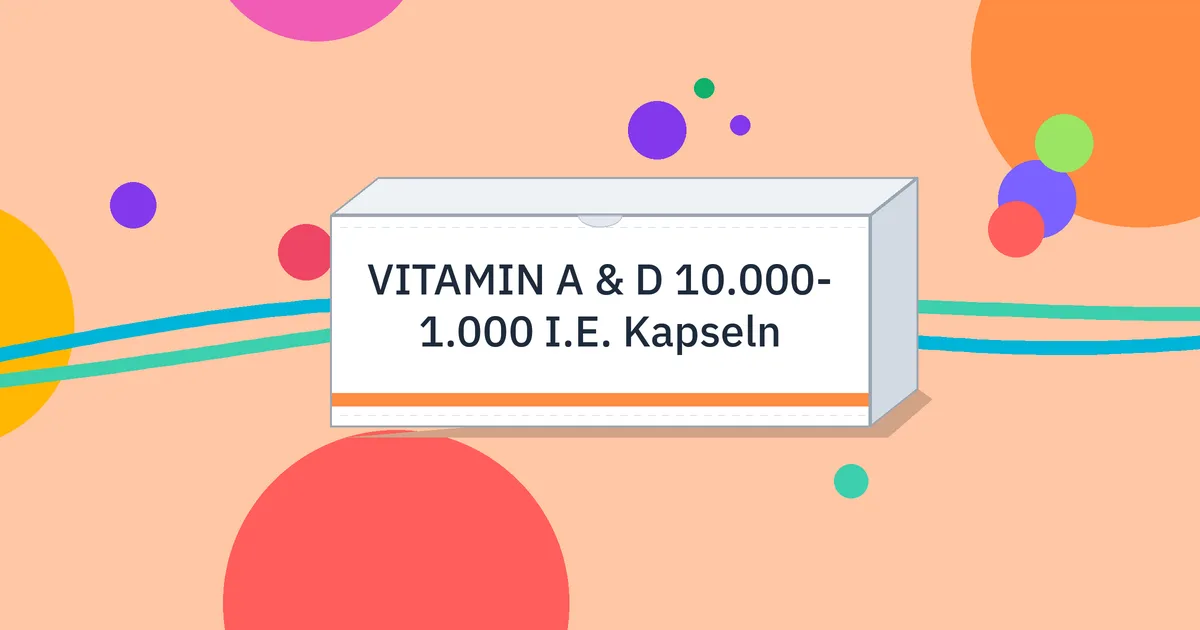 Symbolbild: Packung mit der Aufschrift VITAMIN A & D 10.000-1.000 I.E. Kapseln (PZN 11721748) – Verfügbarkeit und Bezug in Apotheken in Frankfurt am Main