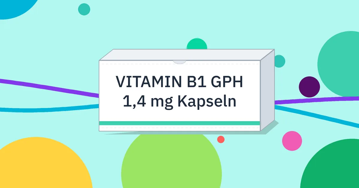 Symbolbild: Packung mit der Aufschrift VITAMIN B1 GPH 1,4 mg Kapseln (PZN 01642858) – Verfügbarkeit und Bezug in Apotheken in Frankfurt am Main