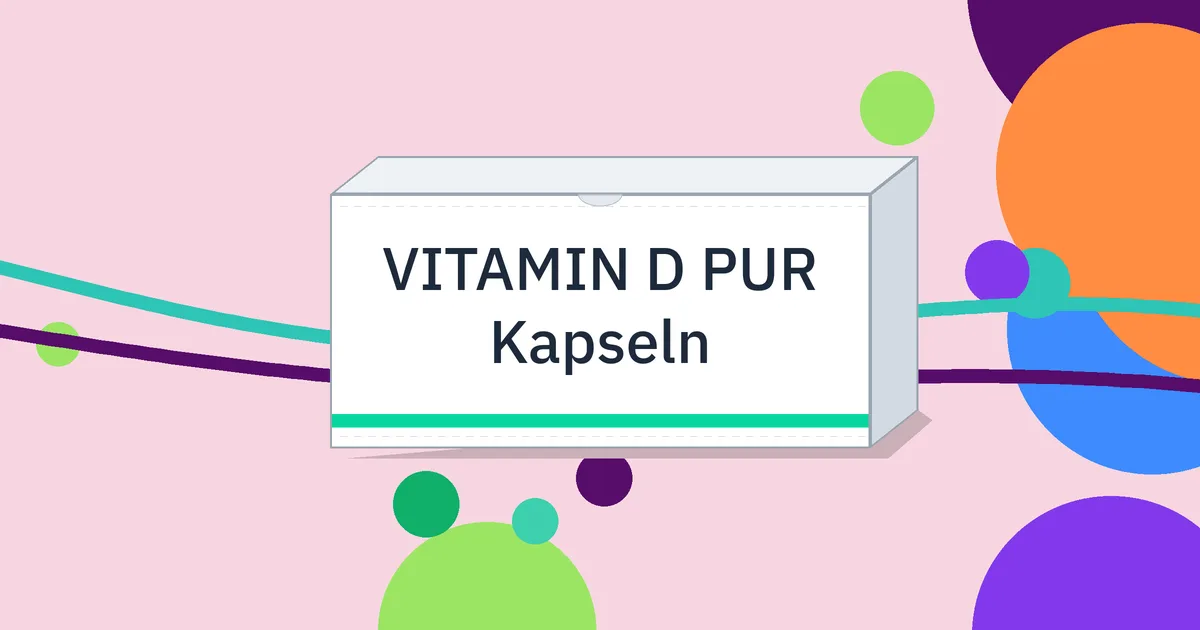 Symbolbild: Packung mit der Aufschrift VITAMIN D PUR Kapseln (PZN 10323709) – Verfügbarkeit und Bezug in Apotheken in Frankfurt am Main