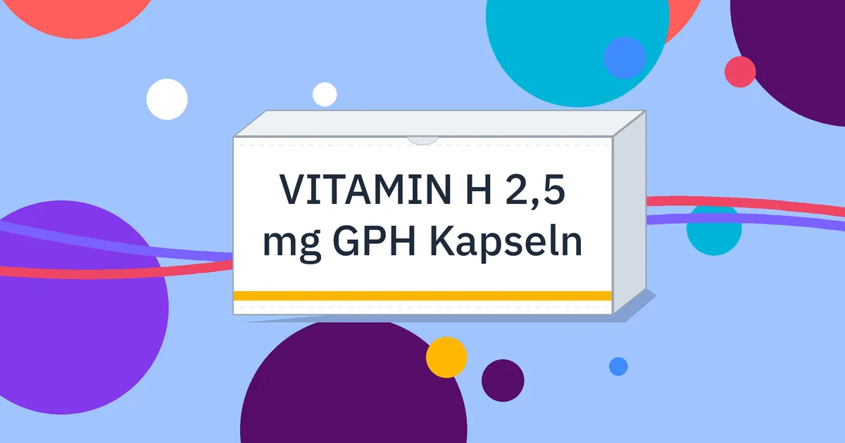 Symbolbild: Packung mit der Aufschrift VITAMIN H 2,5 mg GPH Kapseln (PZN 09786901) – Verfügbarkeit und Bezug in Apotheken in Frankfurt am Main