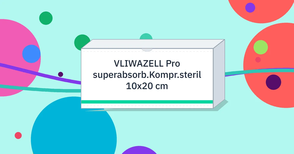 Symbolbild: Packung mit der Aufschrift VLIWAZELL Pro superabsorb.Kompr.steril 10x20 cm (PZN 17615504) – Verfügbarkeit und Bezug in Apotheken in Frankfurt am Main