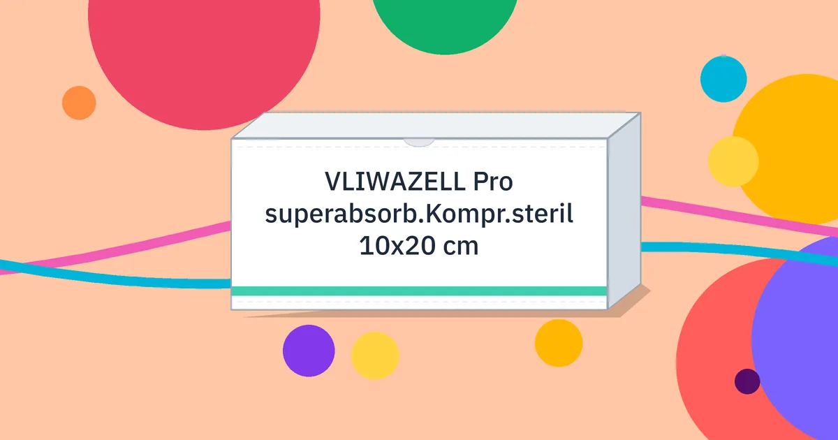 Symbolbild: Packung mit der Aufschrift VLIWAZELL Pro superabsorb.Kompr.steril 10x20 cm (PZN 13417227) – Verfügbarkeit und Bezug in Apotheken in Frankfurt am Main