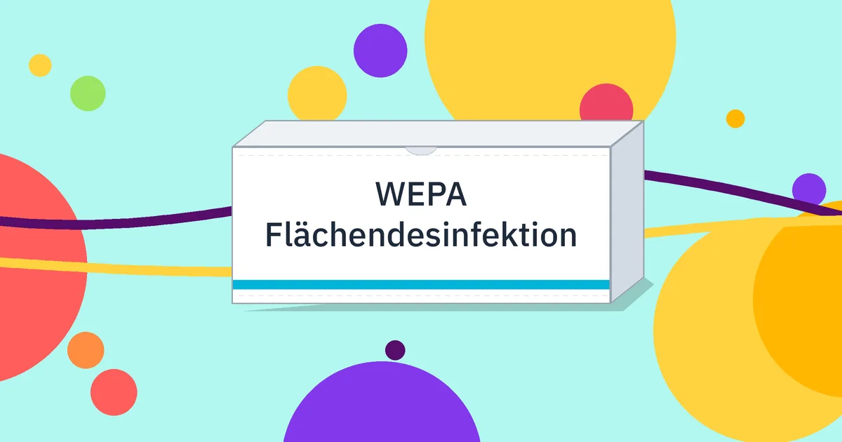 Symbolbild: Packung mit der Aufschrift WEPA Flächendesinfektion (PZN 14370462) – Verfügbarkeit und Bezug in Apotheken in Frankfurt am Main