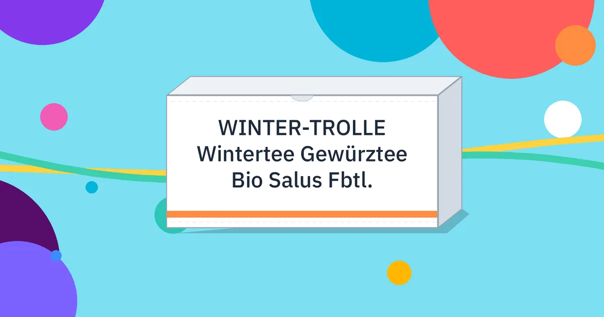 Symbolbild: Packung mit der Aufschrift WINTER-TROLLE Wintertee Gewürztee Bio Salus Fbtl. (PZN 20103222) – Verfügbarkeit und Bezug in Apotheken in Frankfurt am Main