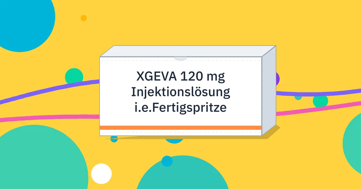 Symbolbild: Packung mit der Aufschrift XGEVA 120 mg Injektionslösung i.e.Fertigspritze (PZN 19454956) – Verfügbarkeit und Bezug in Apotheken in Frankfurt am Main