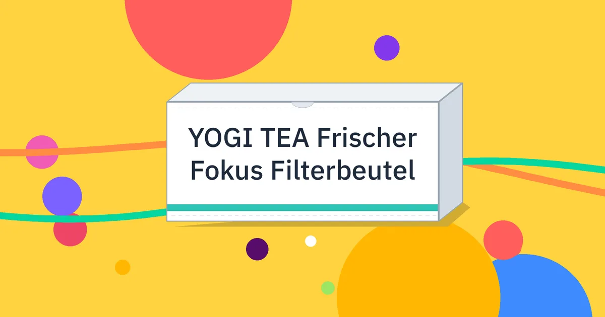 Symbolbild: Packung mit der Aufschrift YOGI TEA Frischer Fokus Filterbeutel (PZN 19863353) – Verfügbarkeit und Bezug in Apotheken in Frankfurt am Main