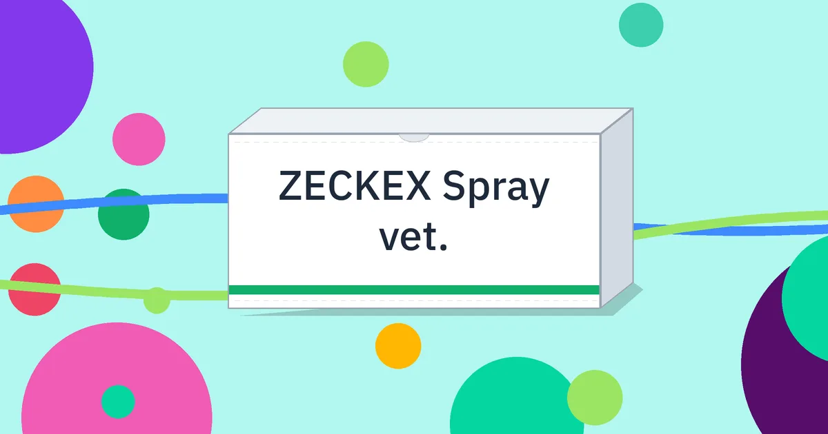 Symbolbild: Packung mit der Aufschrift ZECKEX Spray vet. (PZN 12438894) – Verfügbarkeit und Bezug in Apotheken in Frankfurt am Main