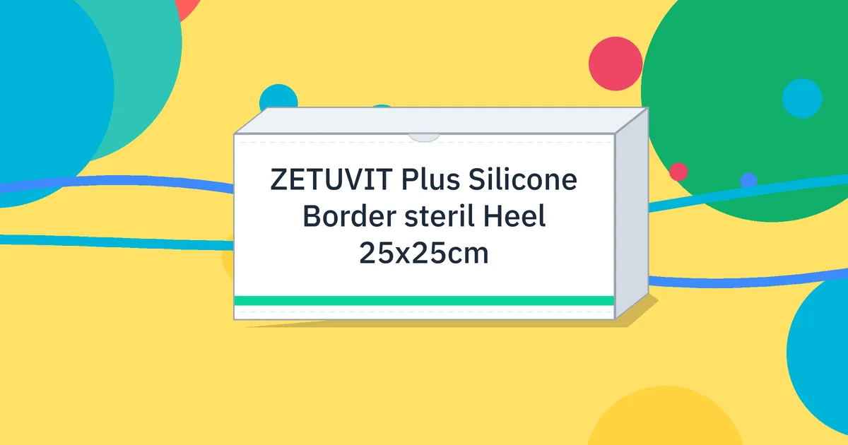 Symbolbild: Packung mit der Aufschrift ZETUVIT Plus Silicone Border steril Heel 25x25cm (PZN 20611800) – Verfügbarkeit und Bezug in Apotheken in Frankfurt am Main