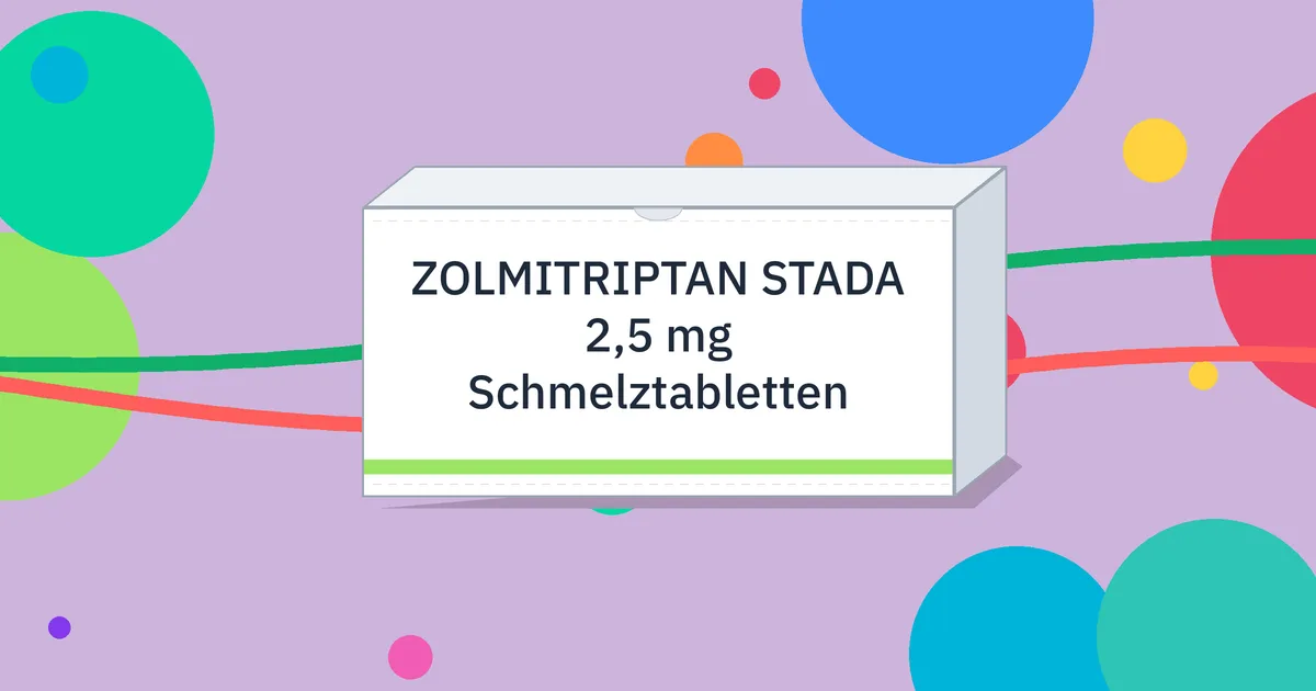 Symbolbild: Packung mit der Aufschrift ZOLMITRIPTAN STADA 2,5 mg Schmelztabletten (PZN 09389689) – Verfügbarkeit und Bezug in Apotheken in Frankfurt am Main