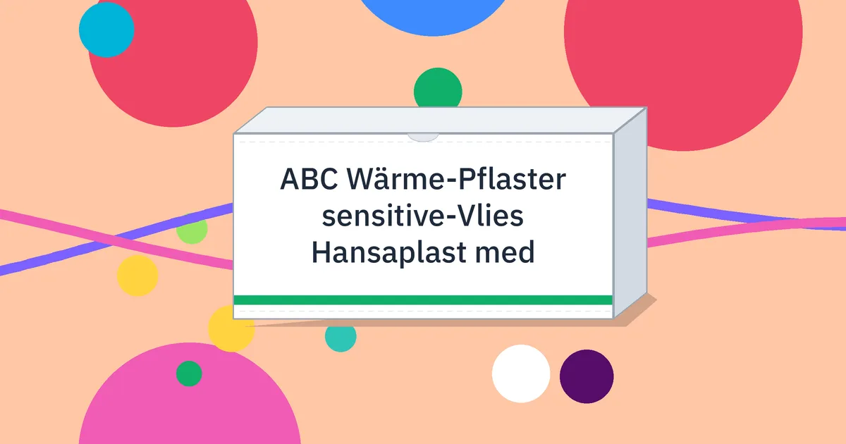 Symbolbild: Packung mit der Aufschrift ABC Wärme-Pflaster sensitive-Vlies Hansaplast med (PZN 19690272) – Verfügbarkeit und Bezug in Apotheken in Frankfurt am Main
