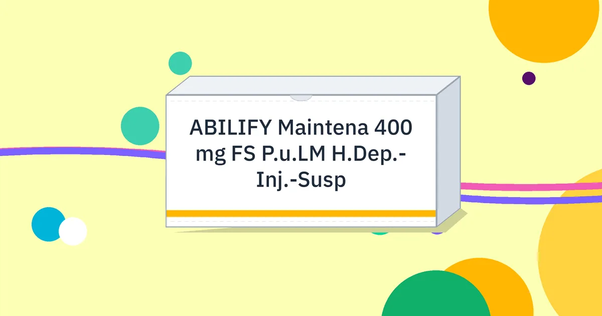 Symbolbild: Packung mit der Aufschrift ABILIFY Maintena 400 mg FS P.u.LM H.Dep.-Inj.-Susp (PZN 12467335) – Verfügbarkeit und Bezug in Apotheken in Frankfurt am Main