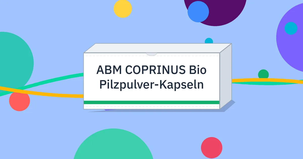 Symbolbild: Packung mit der Aufschrift ABM COPRINUS Bio Pilzpulver-Kapseln (PZN 19710135) – Verfügbarkeit und Bezug in Apotheken in Frankfurt am Main