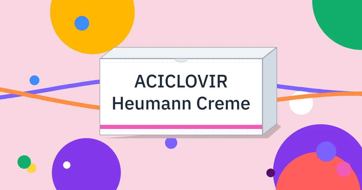 Symbolbild: Packung mit der Aufschrift ACICLOVIR Heumann Creme (PZN 06977977) – Verfügbarkeit und Bezug in Apotheken in Frankfurt am Main