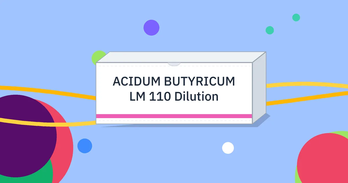 Symbolbild: Packung mit der Aufschrift ACIDUM BUTYRICUM LM 110 Dilution (PZN 13271278) – Verfügbarkeit und Bezug in Apotheken in Frankfurt am Main
