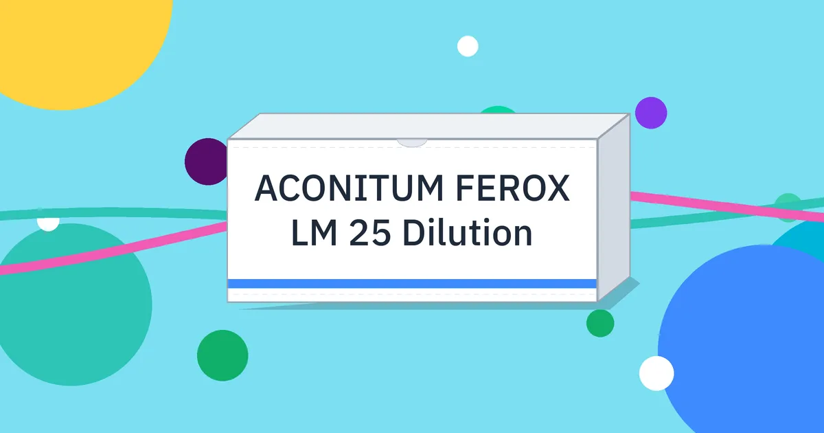 Symbolbild: Packung mit der Aufschrift ACONITUM FEROX LM 25 Dilution (PZN 13290873) – Verfügbarkeit und Bezug in Apotheken in Frankfurt am Main
