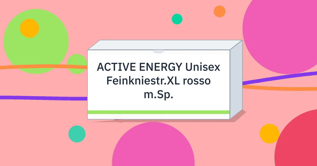 Symbolbild: Packung mit der Aufschrift ACTIVE ENERGY Unisex Feinkniestr.XL rosso m.Sp. (PZN 16194302) – Verfügbarkeit und Bezug in Apotheken in Frankfurt am Main