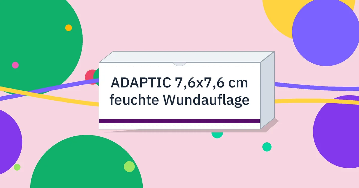 Symbolbild: Packung mit der Aufschrift ADAPTIC 7,6x7,6 cm feuchte Wundauflage (PZN 18799883) – Verfügbarkeit und Bezug in Apotheken in Frankfurt am Main