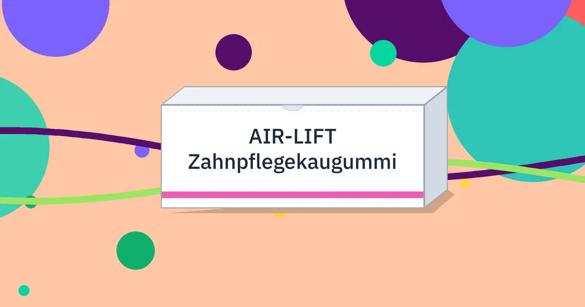 Symbolbild: Packung mit der Aufschrift AIR-LIFT Zahnpflegekaugummi (PZN 08404352) – Verfügbarkeit und Bezug in Apotheken in Frankfurt am Main