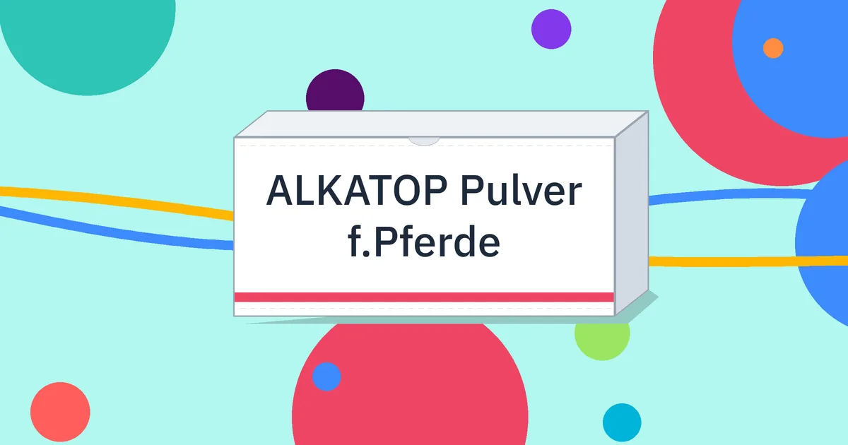 Symbolbild: Packung mit der Aufschrift ALKATOP Pulver f.Pferde (PZN 16887689) – Verfügbarkeit und Bezug in Apotheken in Frankfurt am Main