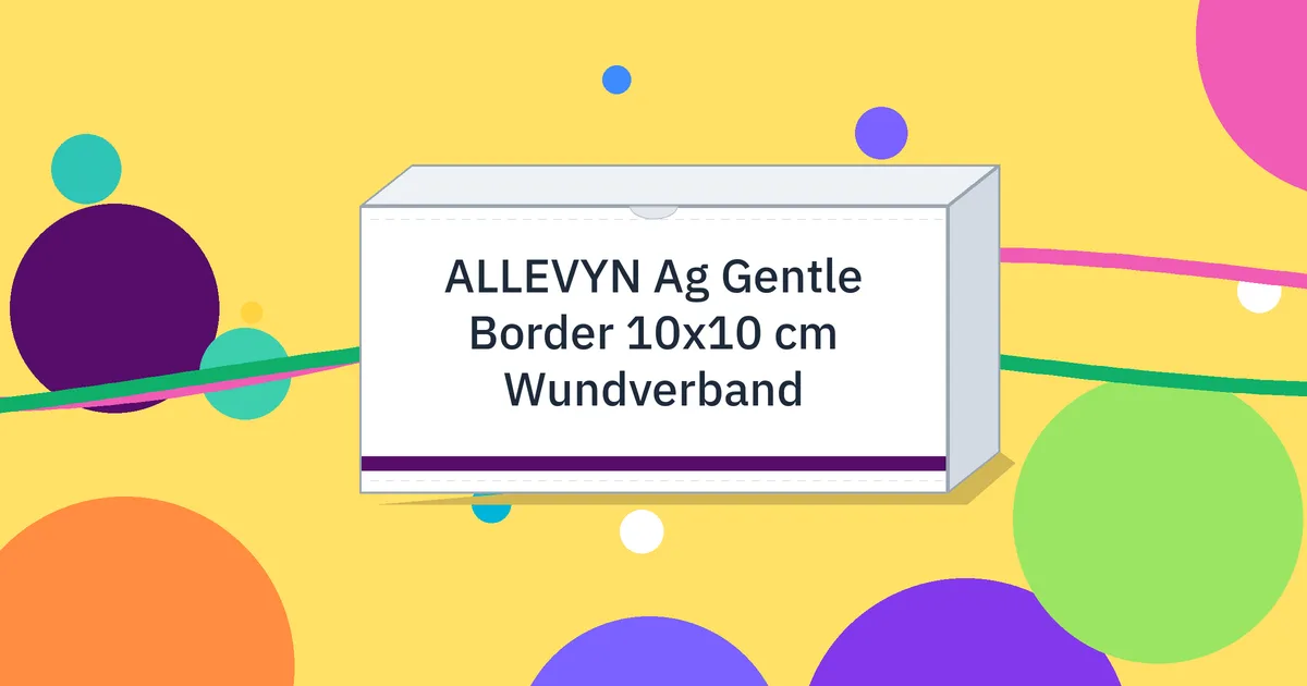 Symbolbild: Packung mit der Aufschrift ALLEVYN Ag Gentle Border 10x10 cm Wundverband (PZN 17380691) – Verfügbarkeit und Bezug in Apotheken in Frankfurt am Main