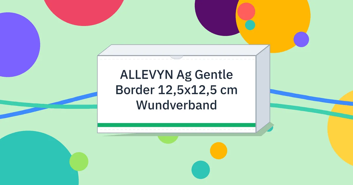Symbolbild: Packung mit der Aufschrift ALLEVYN Ag Gentle Border 12,5x12,5 cm Wundverband (PZN 19958964) – Verfügbarkeit und Bezug in Apotheken in Frankfurt am Main