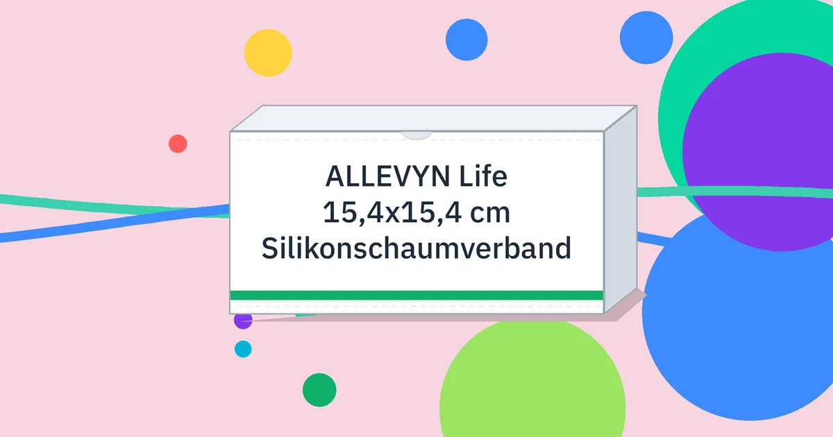 Symbolbild: Packung mit der Aufschrift ALLEVYN Life 15,4x15,4 cm Silikonschaumverband (PZN 18034471) – Verfügbarkeit und Bezug in Apotheken in Frankfurt am Main