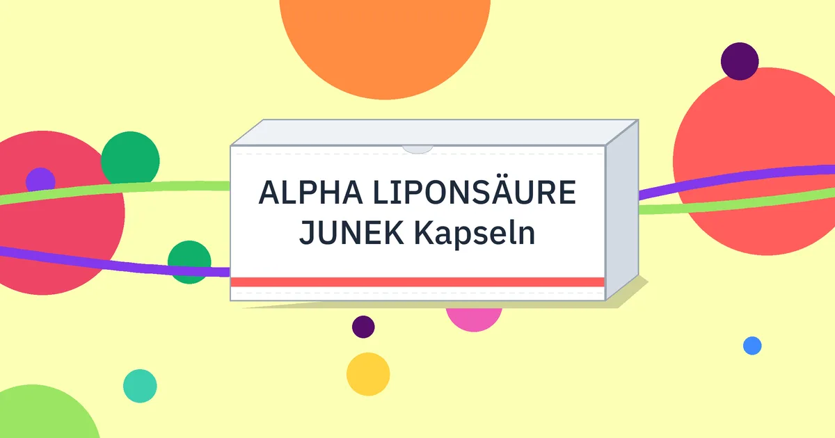 Symbolbild: Packung mit der Aufschrift ALPHA LIPONSÄURE JUNEK Kapseln (PZN 09680172) – Verfügbarkeit und Bezug in Apotheken in Frankfurt am Main