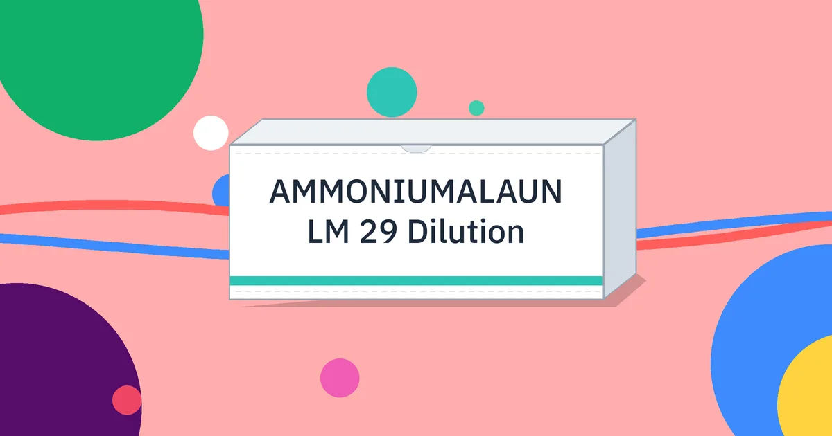 Symbolbild: Packung mit der Aufschrift AMMONIUMALAUN LM 29 Dilution (PZN 13324862) – Verfügbarkeit und Bezug in Apotheken in Frankfurt am Main