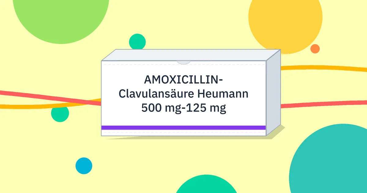 Symbolbild: Packung mit der Aufschrift AMOXICILLIN-Clavulansäure Heumann 500 mg-125 mg (PZN 11514653) – Verfügbarkeit und Bezug in Apotheken in Frankfurt am Main