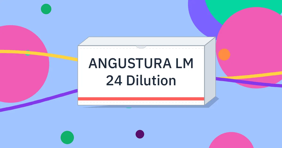 Symbolbild: Packung mit der Aufschrift ANGUSTURA LM 24 Dilution (PZN 13368606) – Verfügbarkeit und Bezug in Apotheken in Frankfurt am Main
