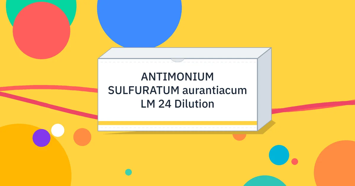 Symbolbild: Packung mit der Aufschrift ANTIMONIUM SULFURATUM aurantiacum LM 24 Dilution (PZN 13375664) – Verfügbarkeit und Bezug in Apotheken in Frankfurt am Main