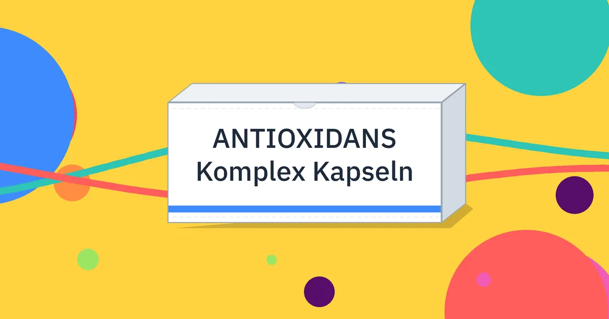 Symbolbild: Packung mit der Aufschrift ANTIOXIDANS Komplex Kapseln (PZN 18906681) – Verfügbarkeit und Bezug in Apotheken in Frankfurt am Main