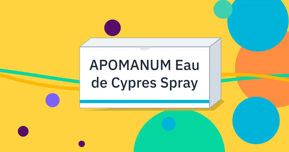 Symbolbild: Packung mit der Aufschrift APOMANUM Eau de Cypres Spray (PZN 09644822) – Verfügbarkeit und Bezug in Apotheken in Frankfurt am Main