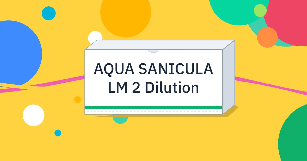 Symbolbild: Packung mit der Aufschrift AQUA SANICULA LM 2 Dilution (PZN 13381765) – Verfügbarkeit und Bezug in Apotheken in Frankfurt am Main