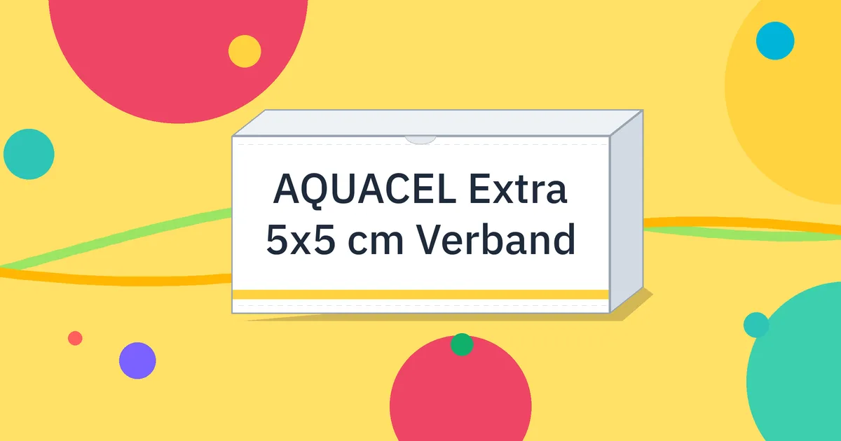 Symbolbild: Packung mit der Aufschrift AQUACEL Extra 5x5 cm Verband (PZN 10261196) – Verfügbarkeit und Bezug in Apotheken in Frankfurt am Main