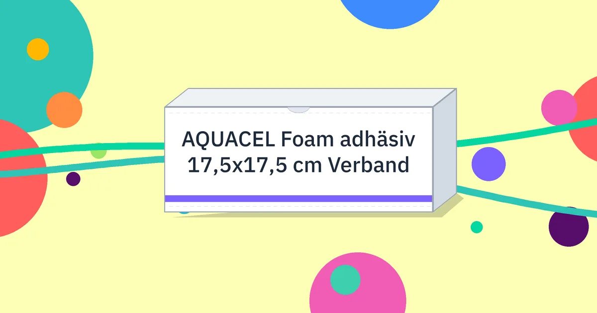 Symbolbild: Packung mit der Aufschrift AQUACEL Foam adhäsiv 17,5x17,5 cm Verband (PZN 10412063) – Verfügbarkeit und Bezug in Apotheken in Frankfurt am Main