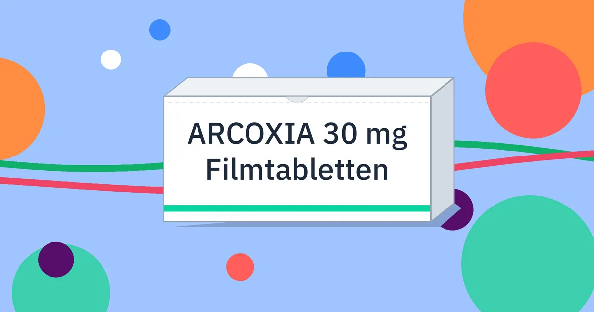 Symbolbild: Packung mit der Aufschrift ARCOXIA 30 mg Filmtabletten (PZN 04047435) – Verfügbarkeit und Bezug in Apotheken in Frankfurt am Main
