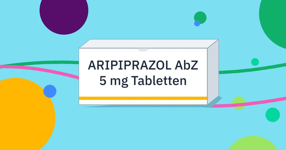Symbolbild: Packung mit der Aufschrift ARIPIPRAZOL AbZ 5 mg Tabletten (PZN 13982217) – Verfügbarkeit und Bezug in Apotheken in Frankfurt am Main