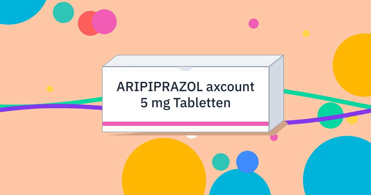 Symbolbild: Packung mit der Aufschrift ARIPIPRAZOL axcount 5 mg Tabletten (PZN 19237822) – Verfügbarkeit und Bezug in Apotheken in Frankfurt am Main