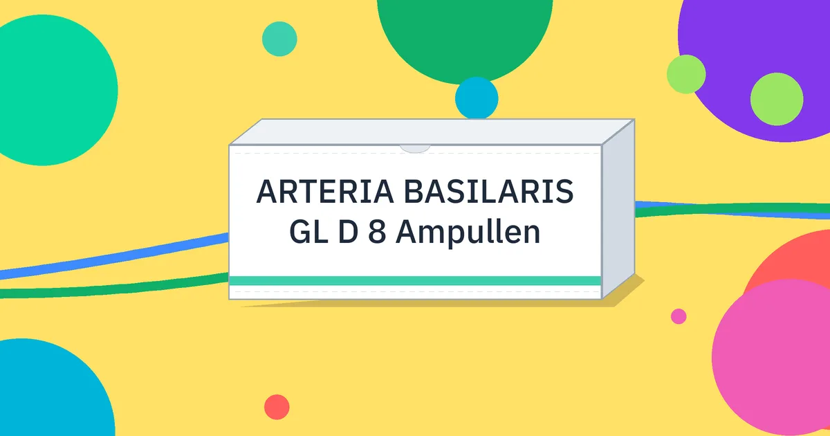 Symbolbild: Packung mit der Aufschrift ARTERIA BASILARIS GL D 8 Ampullen (PZN 02902876) – Verfügbarkeit und Bezug in Apotheken in Frankfurt am Main