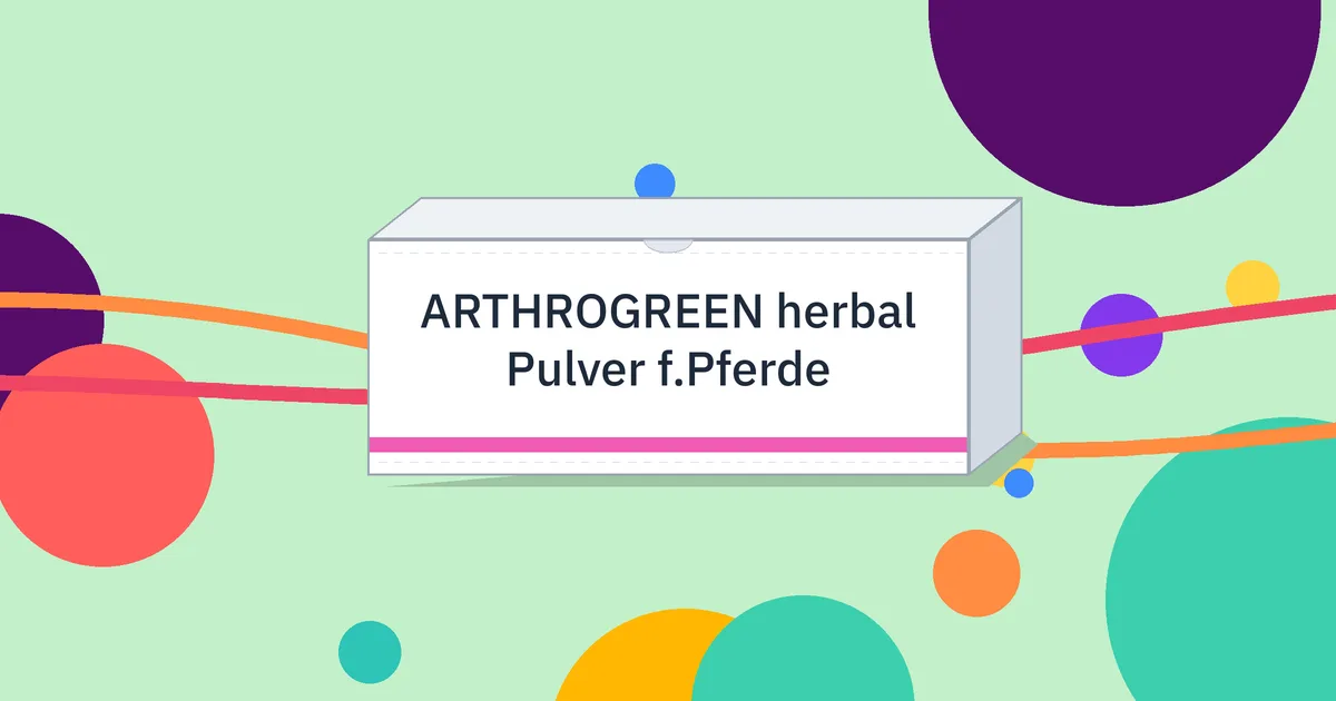 Symbolbild: Packung mit der Aufschrift ARTHROGREEN herbal Pulver f.Pferde (PZN 11117969) – Verfügbarkeit und Bezug in Apotheken in Frankfurt am Main