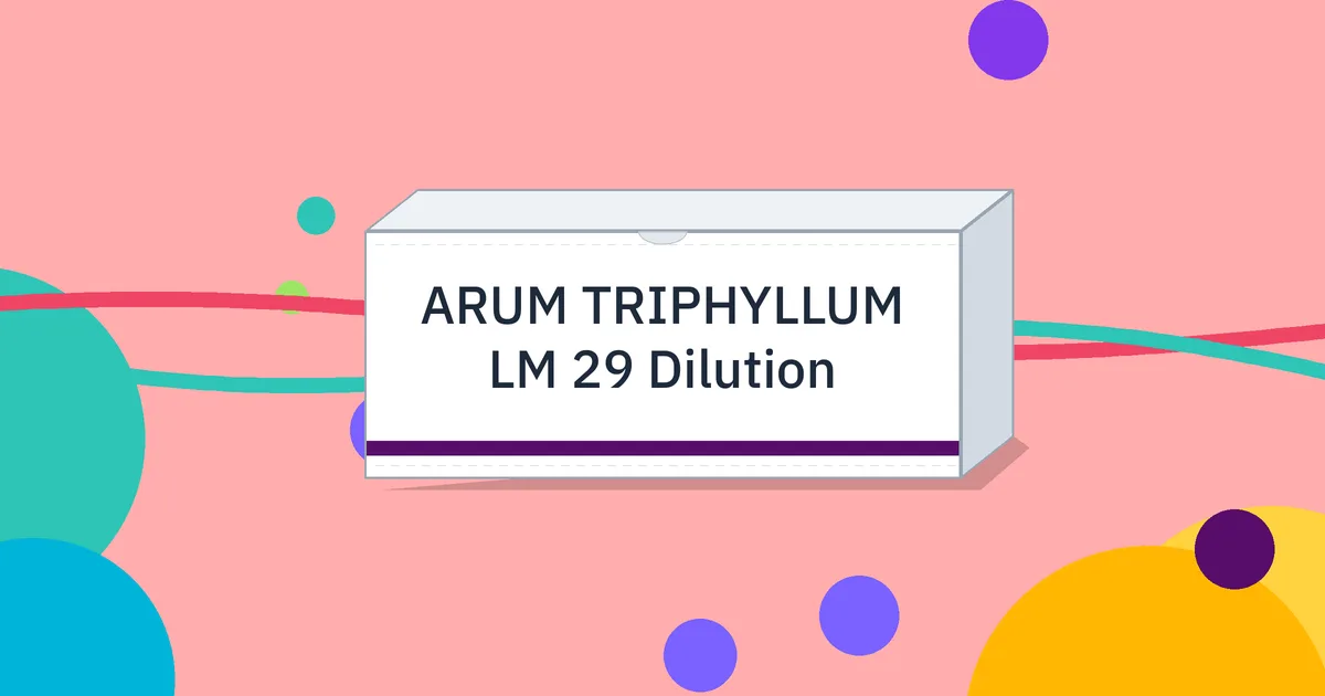 Symbolbild: Packung mit der Aufschrift ARUM TRIPHYLLUM LM 29 Dilution (PZN 12780871) – Verfügbarkeit und Bezug in Apotheken in Frankfurt am Main