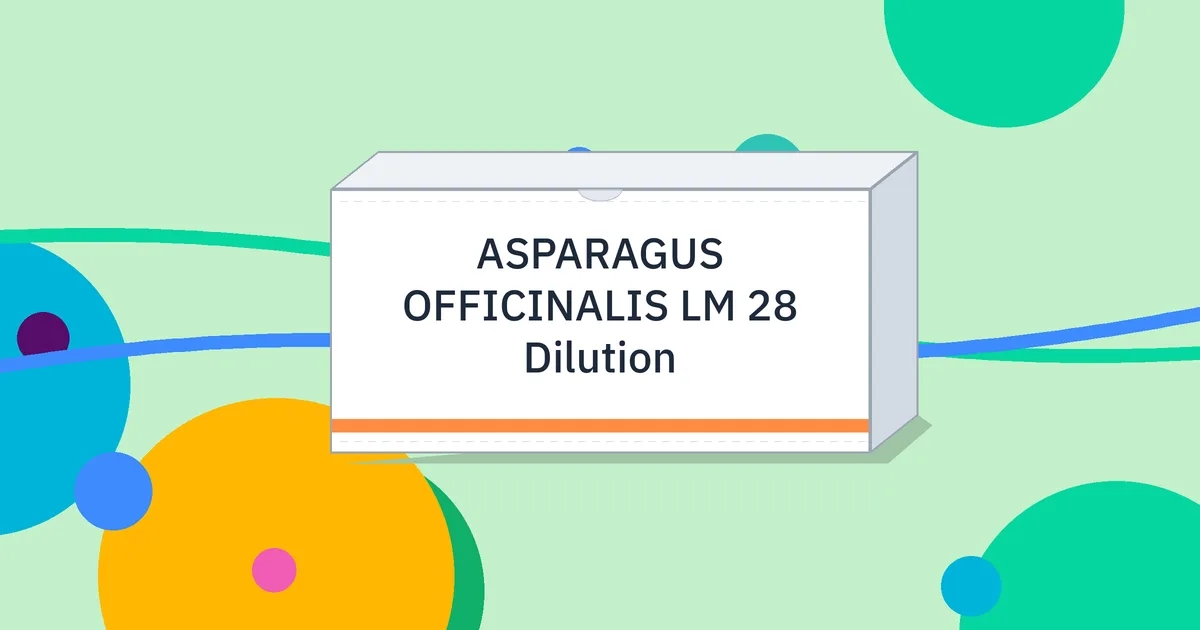 Symbolbild: Packung mit der Aufschrift ASPARAGUS OFFICINALIS LM 28 Dilution (PZN 13403202) – Verfügbarkeit und Bezug in Apotheken in Frankfurt am Main