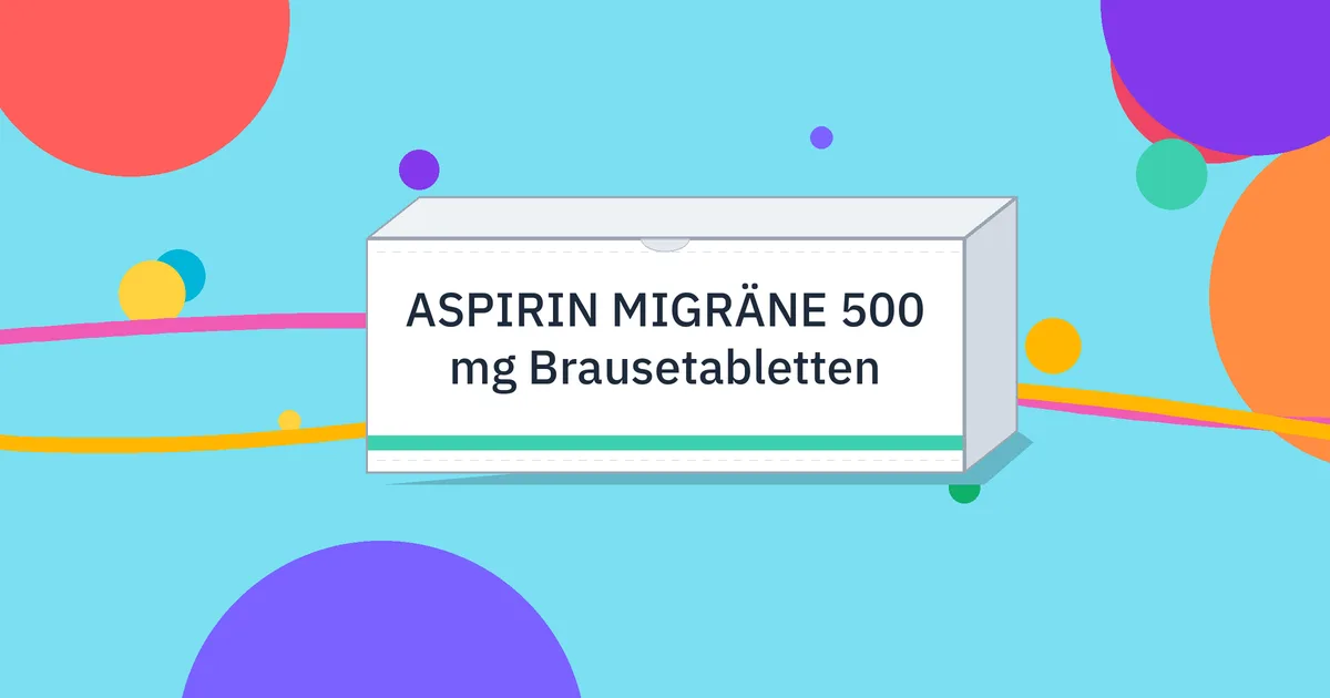 Symbolbild: Packung mit der Aufschrift ASPIRIN MIGRÄNE 500 mg Brausetabletten (PZN 00958298) – Verfügbarkeit und Bezug in Apotheken in Frankfurt am Main
