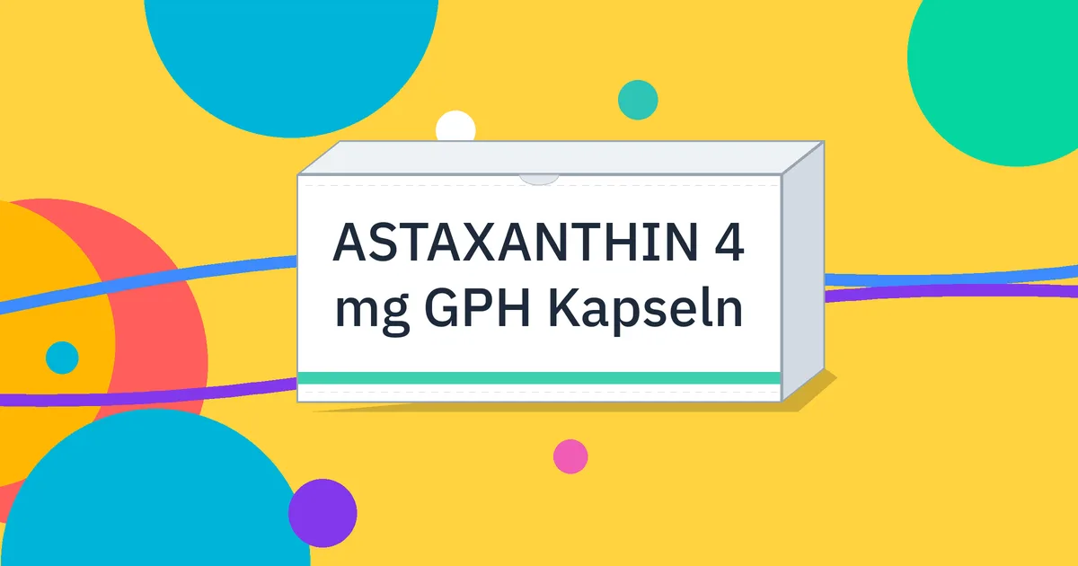 Symbolbild: Packung mit der Aufschrift ASTAXANTHIN 4 mg GPH Kapseln (PZN 04699379) – Verfügbarkeit und Bezug in Apotheken in Frankfurt am Main